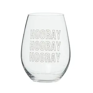 TOTALEE GIFT Hooray Hooray Hooray Wine Glass 18 Oz - Clear