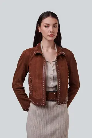 FURNIQ UK Harper Suede Studded Jacket