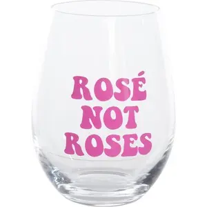TOTALEE GIFT Rose Not Roses Wine Glass W/ Stopper Set Of 2 Glass 18 Oz - Clear