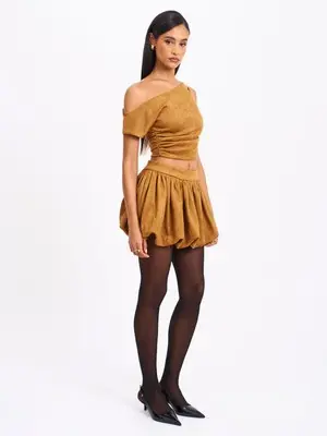 MISS CIRCLE Bubble Hem Suede Skirt