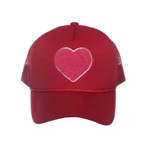 TOTALEE GIFT Heart Fuzzy Patch Trucker Hat - Red