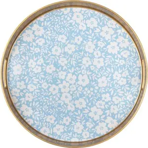 TOTALEE GIFT Royal Floral Plastic Serving Tray Ceramic - Blue