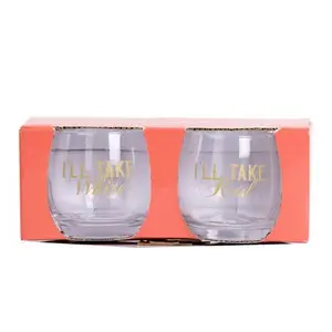 Totalee Gift I'll Take Red/white Mini Glasses Set Of 2 Glass White 10 Oz - Clear