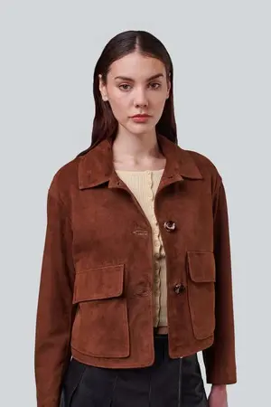 FURNIQ UK Ella Suede Jacket - Chestnut