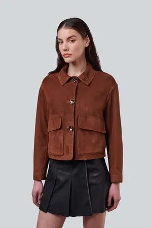 FURNIQ UK Ella Suede Jacket - Chestnut