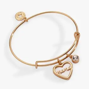 ALEX AND ANI Mother Of Pearl Heart Bangle Bracelet Duo - Gold