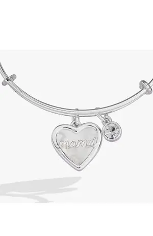 ALEX AND ANI Mother Of Pearl Heart Bangle Bracelet Duo - Silver
