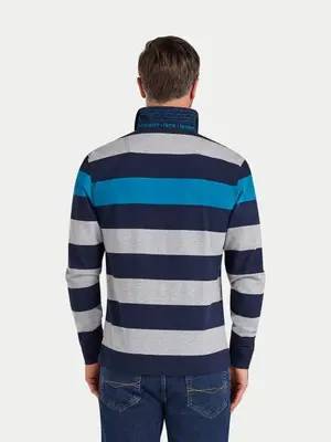 RAGING BULL Long Sleeve Contrast Stripe Rugby Shirt