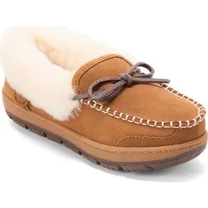 DEARFOAMS Fireside Gladstone Genuine Shearling Moccasin Chestnut