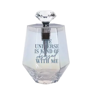 TOTALEE GIFT The Universe Wine Glass W/ Stopper Set Of 2 Glass 18 Oz - Clear
