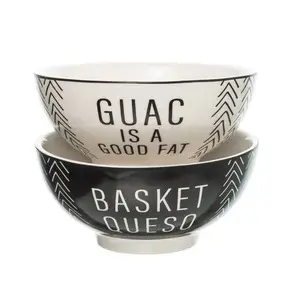 TOTALEE GIFT Queso/guac Bowls Set Of 2 Ceramic - Black