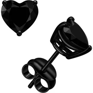 DONATELLO GIAN Sterling Silver Heart Stud Earrings - Black