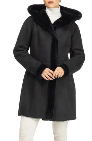 Gorski Merino Shearling Hooded Parka - Black