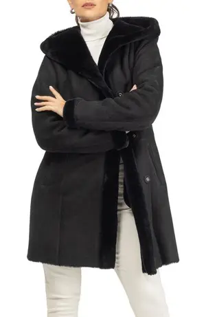 Gorski Merino Shearling Hooded Parka - Black