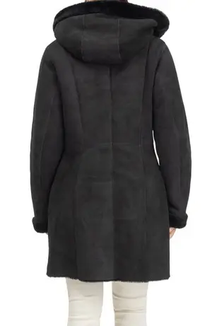 Gorski Merino Shearling Hooded Parka - Black