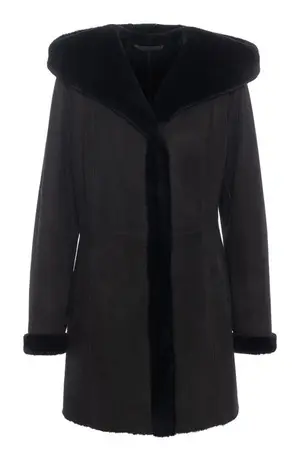 Gorski Merino Shearling Hooded Parka - Black