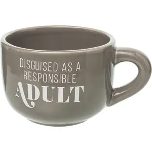 TOTALEE GIFT Responsible Adult Cappuccino Mug Ceramic 24 Oz - Grey