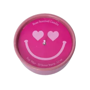 TOTALEE GIFT Heart Eyes Smiley Catch All Candle Wax 9 Oz Burn Time 20 - Pink