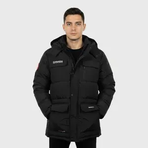 CANADA WEATHER GEAR Heavyweight Hooded Puffer Parka Jacket - Black