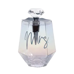 TOTALEE GIFT Mrs. Wine Glass W/ Stopper Set Of 2 Glass 18 Oz - Clear