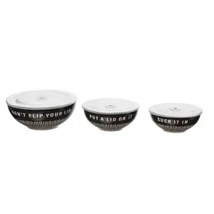 TOTALEE GIFT It In/lid On/flip Bowls W/ Lid Set Of 3 Ceramic - Black