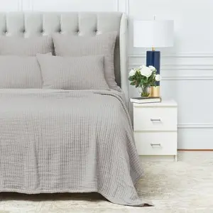 ELISABETH YORK Lida Ash 100% Cotton Bed Coverlet - Gray