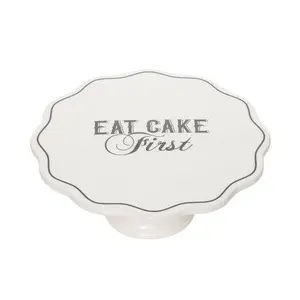 TOTALEE GIFT Eat Cake First Cer Pedestal Ceramic - White