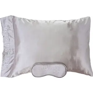 TOTALEE GIFT Tired Is Tired Mask & Pillow Case Set Of 2 Polyester - Grey