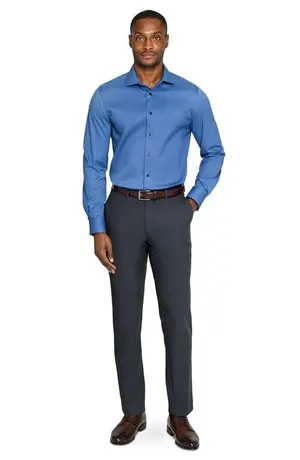 W.R.K Slim Fit Micro Geo Reworked Cotton Dress Shirt - Navy/blue