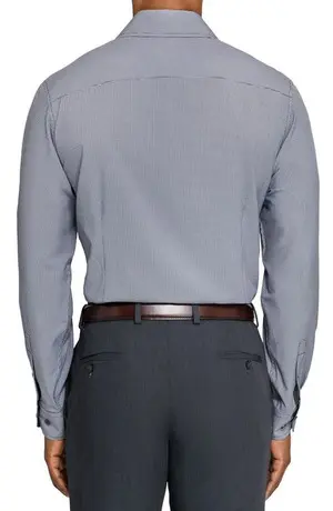 W.R.K Slim Fit Black Micro Houndstooth Performance Dress Shirt