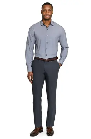 W.R.K Regular Fit Black Micro Houndstooth Performance Dress Shirt