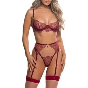 ROMA CONFIDENTIAL Beaded Belle Underwire Demi Bra - Wine/gold