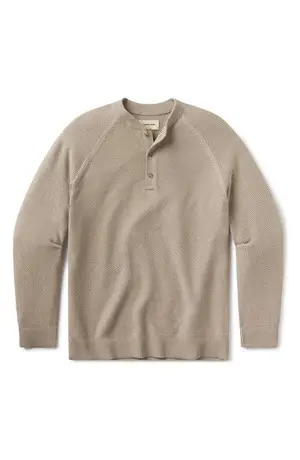 THE NORMAL BRAND Textured Cotton Blend Henley Sweater - Flax