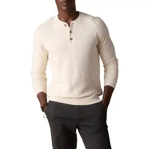 THE NORMAL BRAND Textured Cotton Blend Henley Sweater