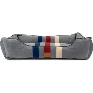 Pendleton Fleece Kuddler Dog Bed - Cabin Stripe Gray