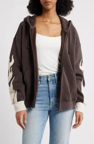 PACSUN Flame Zip-up Hoodie