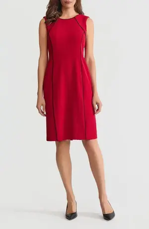 KASPER Piping Sleeveless Sheath Dress