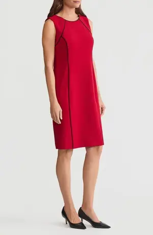 KASPER Piping Sleeveless Sheath Dress