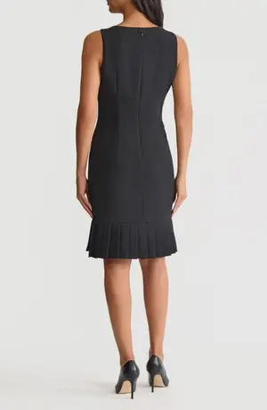 KASPER Pleated Hem Sleeveless Sheath Dress - Black