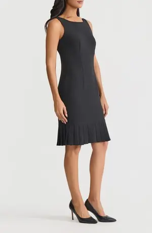 KASPER Pleated Hem Sleeveless Sheath Dress - Black