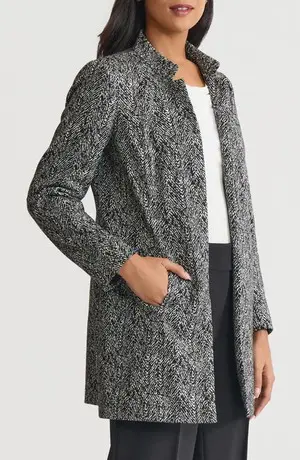 KASPER Herringbone Open Front Blazer