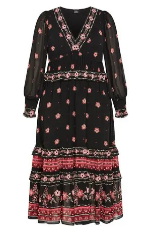 City Chic Cameron Long Sleeve Maxi Dress