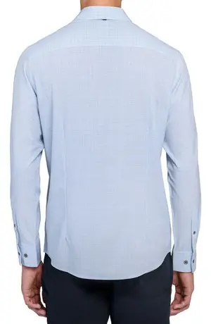 W.R.K Slim Fit Light Grid Check Performance Button-up Shirt - Blue