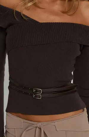 Princess Polly Ellenore Double Belt Off-the-shoulder Top