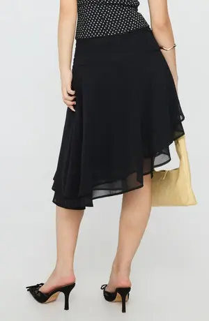 Princess Polly Asymmetric Mid-rise Skirt - Black