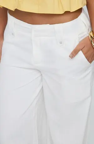 Princess Polly Pedra Linen Blend Wide Leg Pants - White