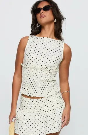 Princess Polly Roxee Polka Dot Smocked Tank