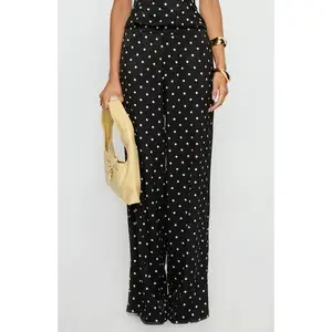 Princess Polly Polka Dot Strapless Top & Wide Leg Pants Set - Black Polka