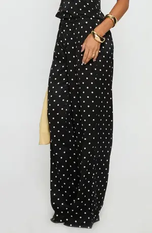Princess Polly Polka Dot Strapless Top & Wide Leg Pants Set - Black Polka