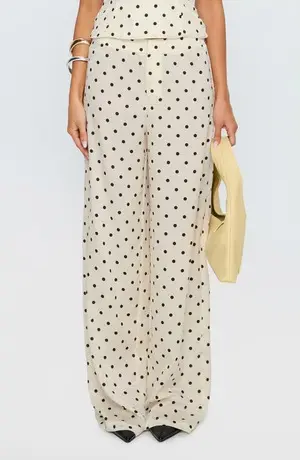 Princess Polly Polka Dot Strapless Top & Wide Leg Pants Set - Cream Polka